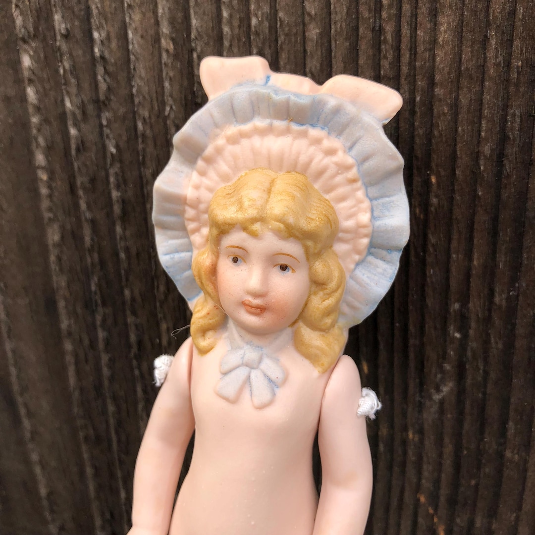 Vintage Bisque Ceramic Doll With Bonnet - Etsy
