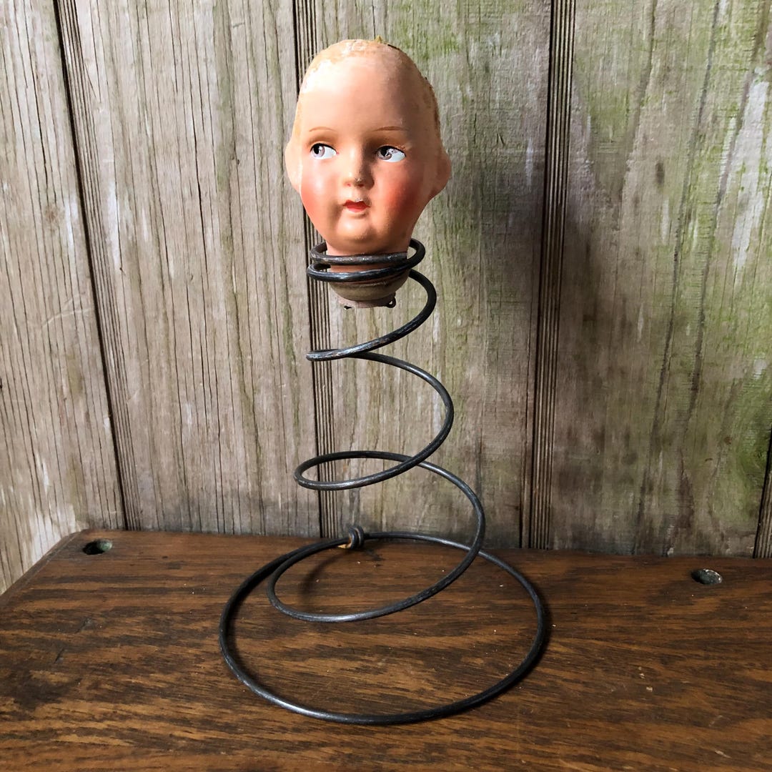 Vintage Creepy Paper Mache Doll Head With Wire Bed Spring - Etsy