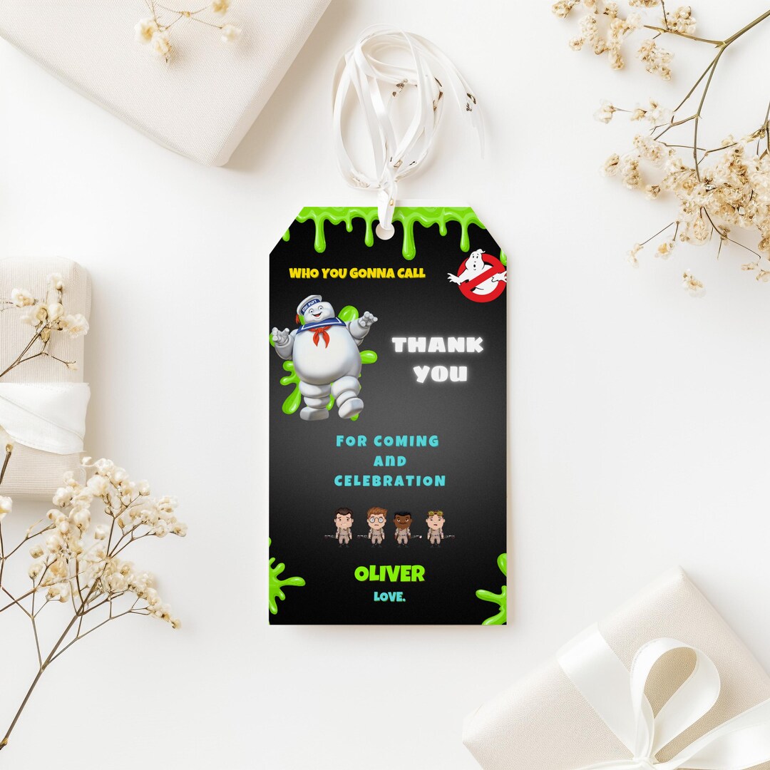 Ghostbusters Theme Digital Birthday Party Favor Thank You Tag ...