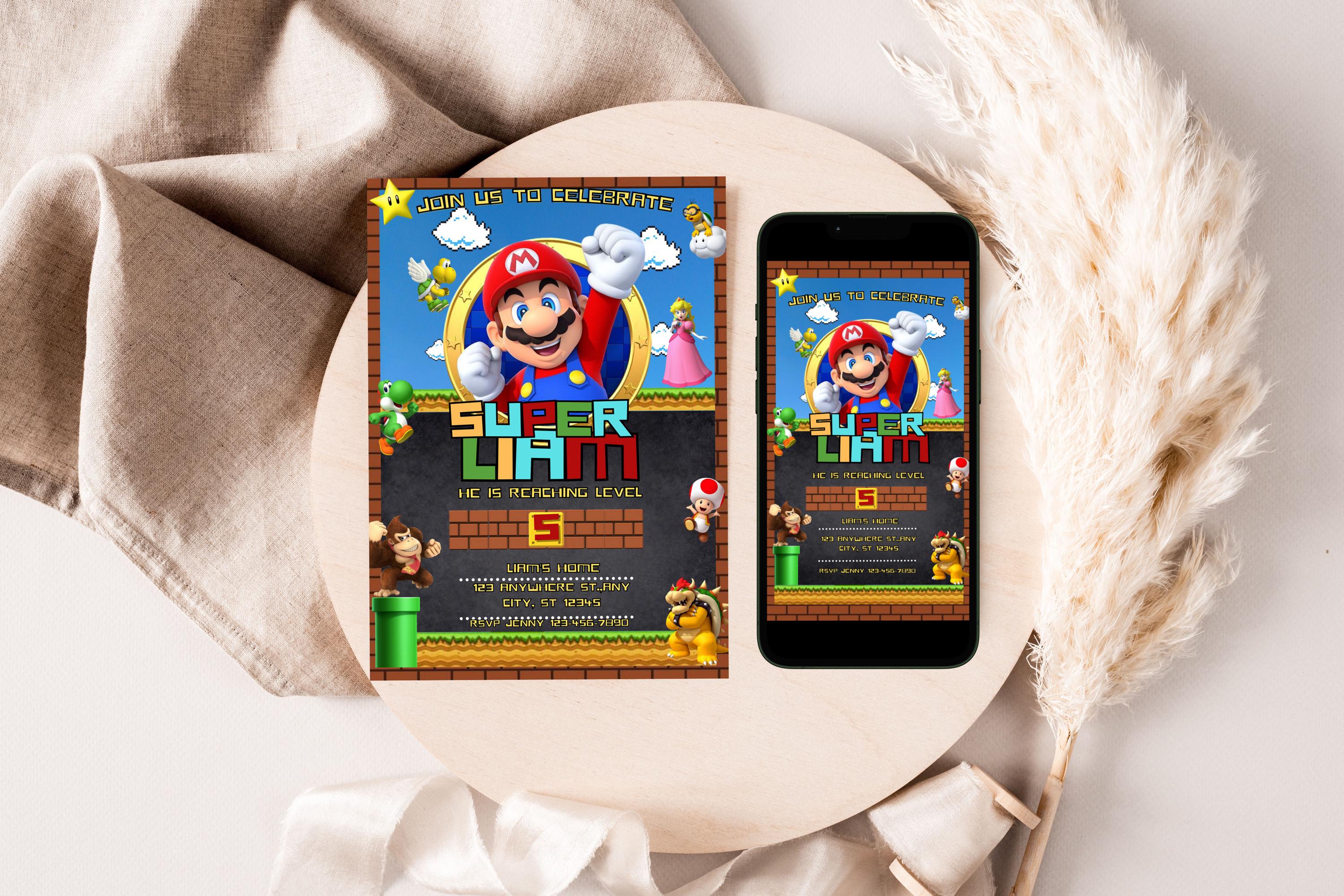 Mario Birthday Invitation Super Mario Editable Birthday Invitation Kids ...