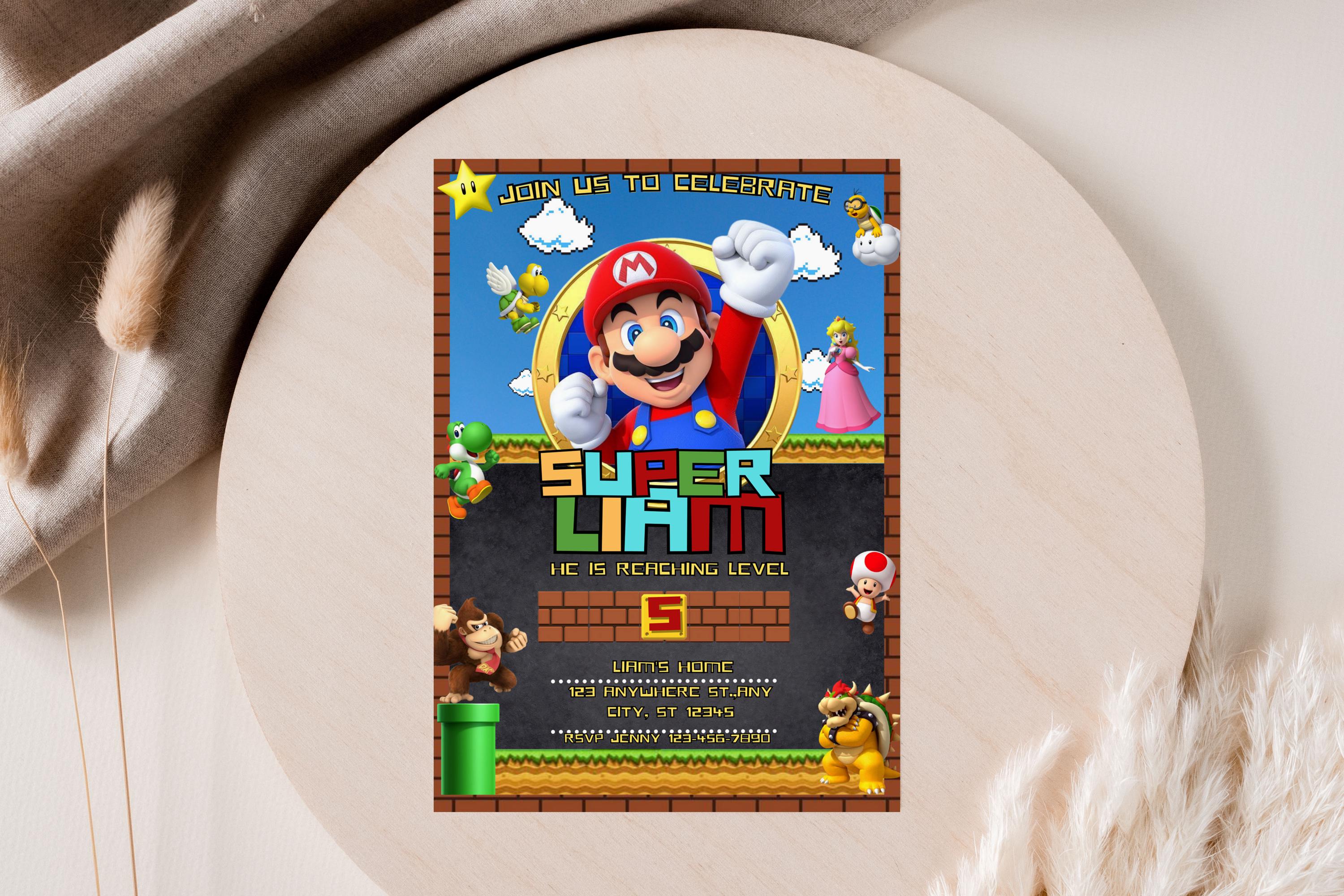 Mario Birthday Invitation Super Mario Editable Birthday Invitation Kids ...