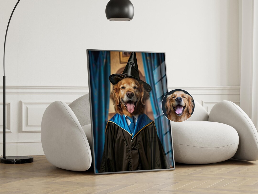 Custom Wizard Pet Portrait, Harry Potter Poster, Pet Portrait From ...