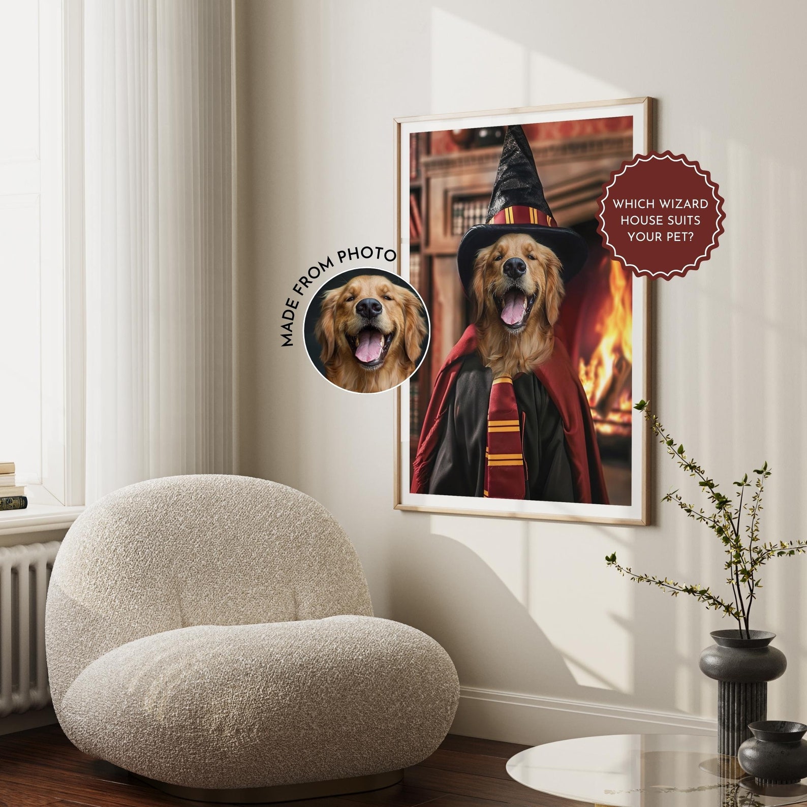 Custom Wizard Pet Portrait, Wizard School Pet Print, Magical Pet Poster ...