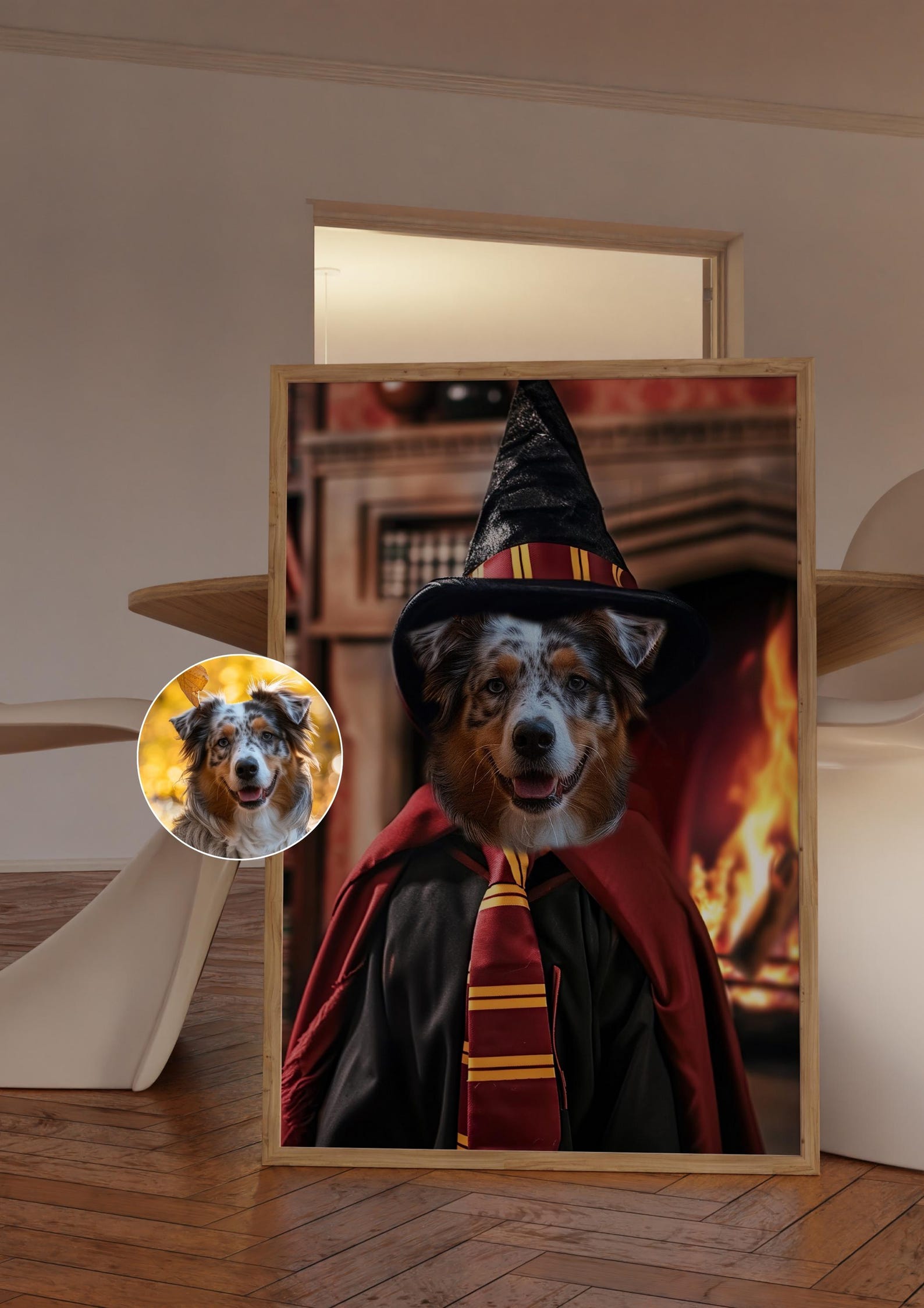 Custom Wizard Pet Portrait, Wizard School Pet Print, Magical Pet Poster ...