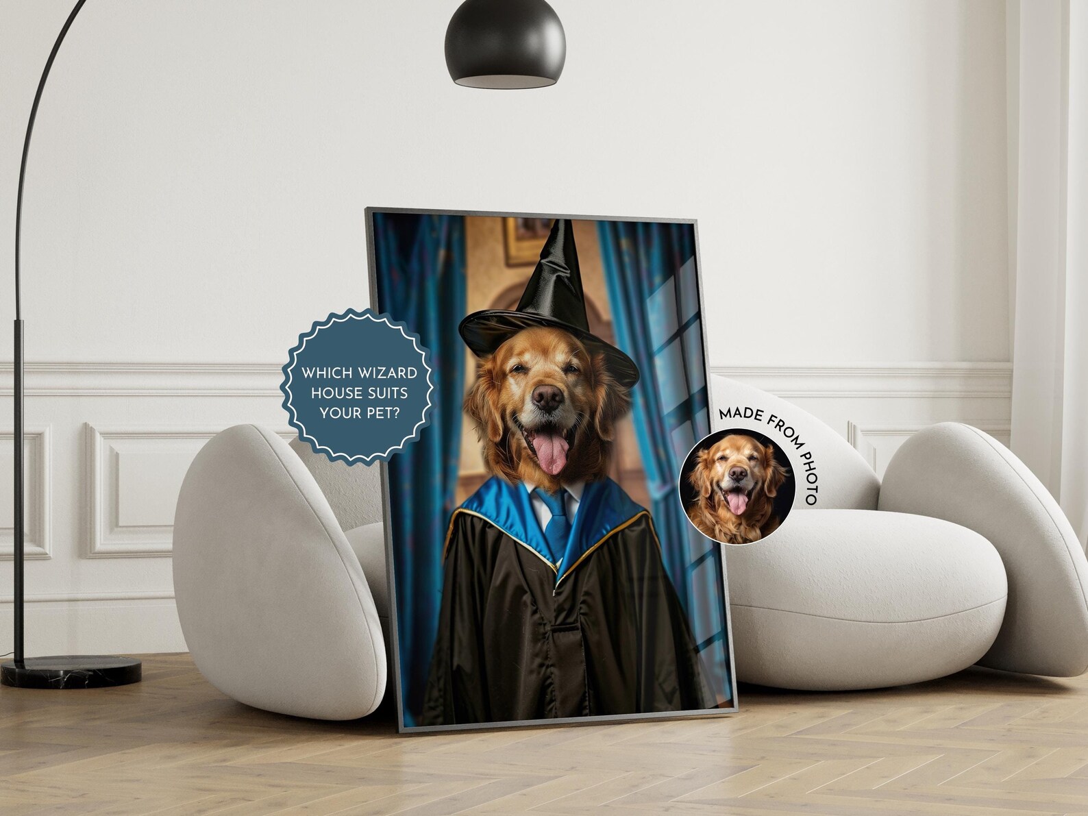 Custom Wizard Pet Portrait, Magic House Poster, Pet Portrait From Photo ...