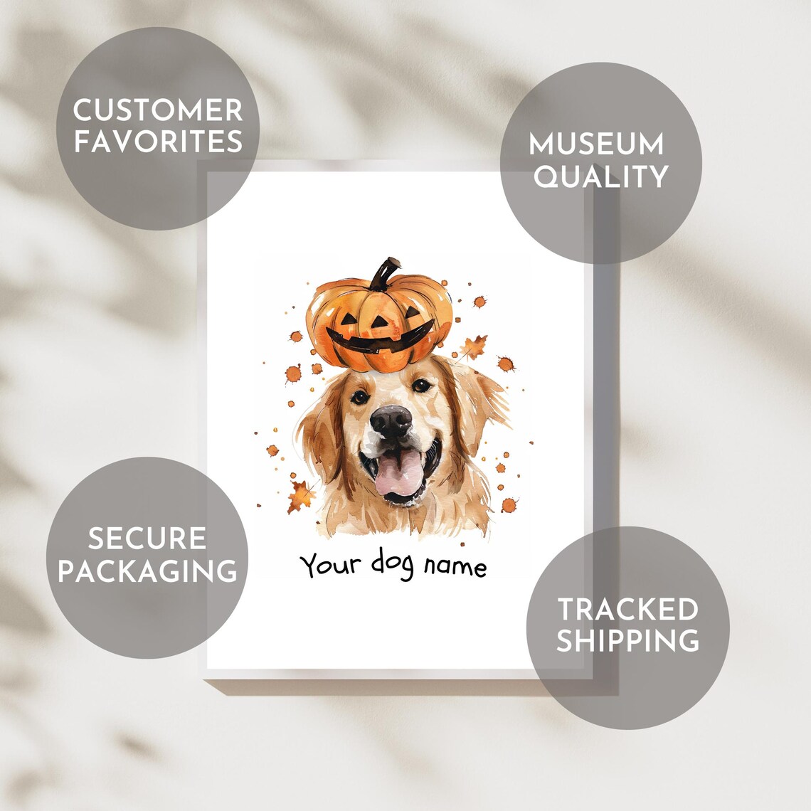 Labrador Pumpkin Print, Custom Dog Poster, Golden Retriever Art ...