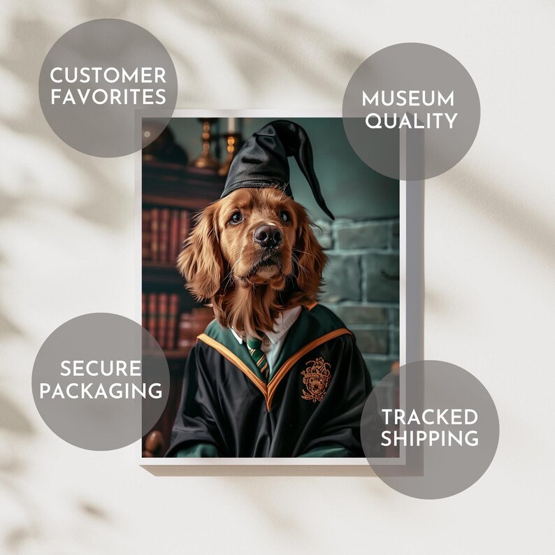 Magical Wizard Pet Portrait, Wizard Custom Poster, Personalized Pet ...