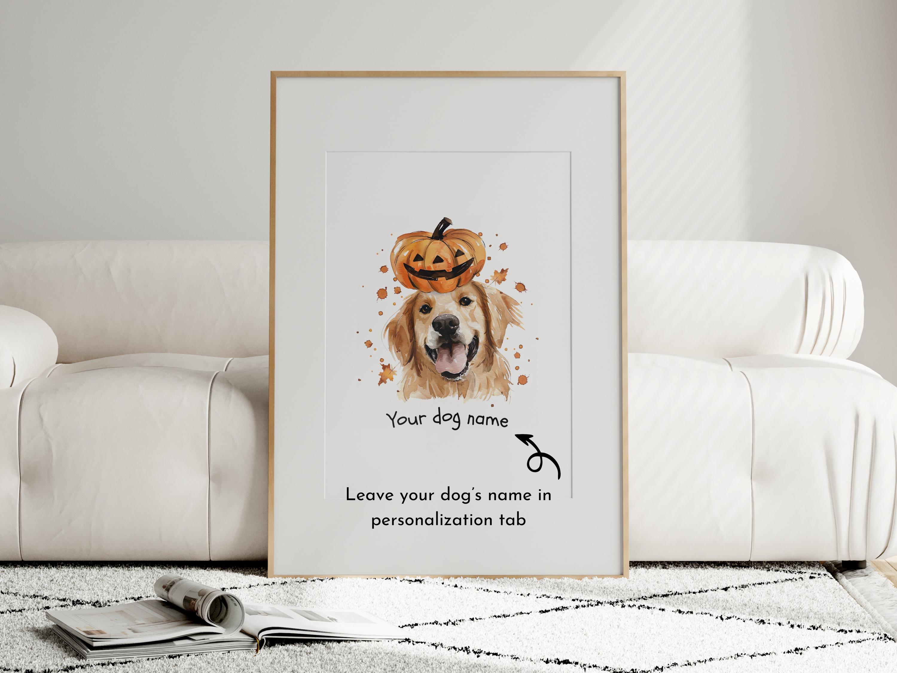 Labrador Pumpkin Print, Custom Dog Poster, Golden Retriever Art ...