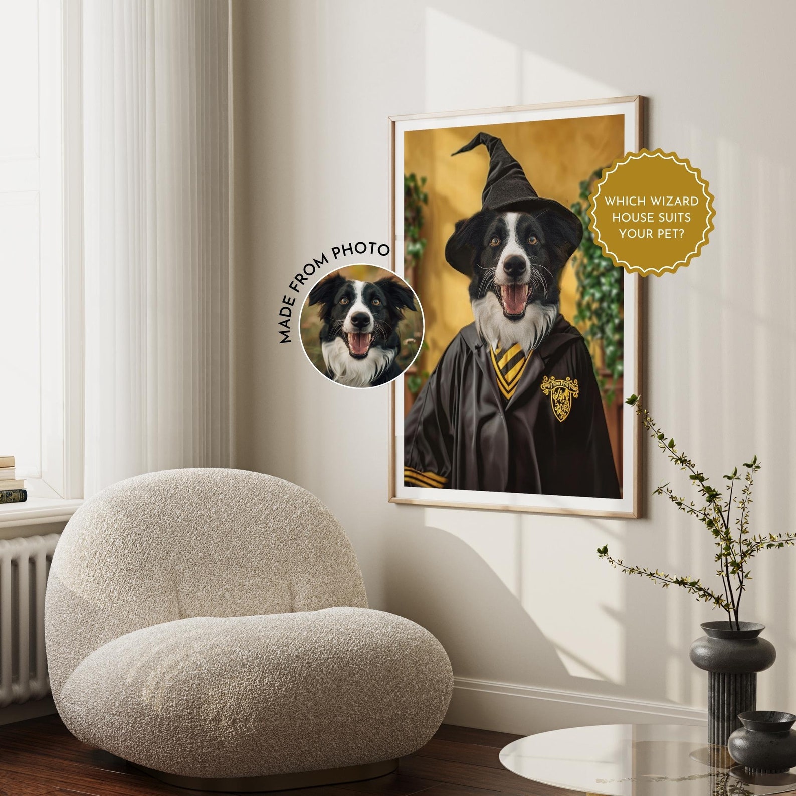 Personalized Wizard Pet Portrait From Photo, Magical Print Pet Portrait ...