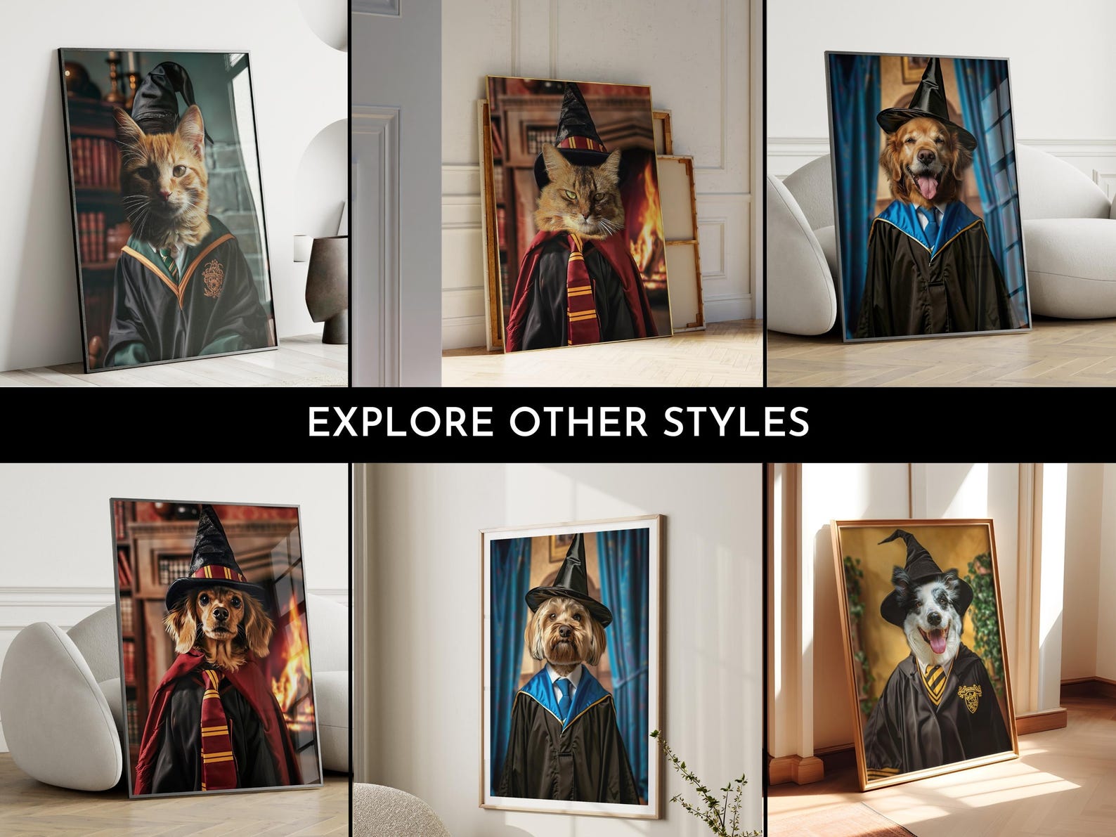 Magical Wizard Pet Portrait, Wizard Custom Poster, Personalized Pet ...