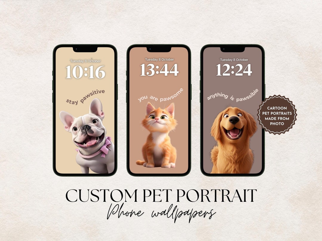 Custom Pet Phone Wallpaper Portrait From Photo, Pet Phone Screensaver ...
