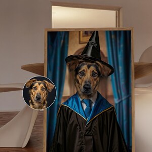 Custom Wizard Pet Portrait, Magic House Poster, Pet Portrait From Photo ...