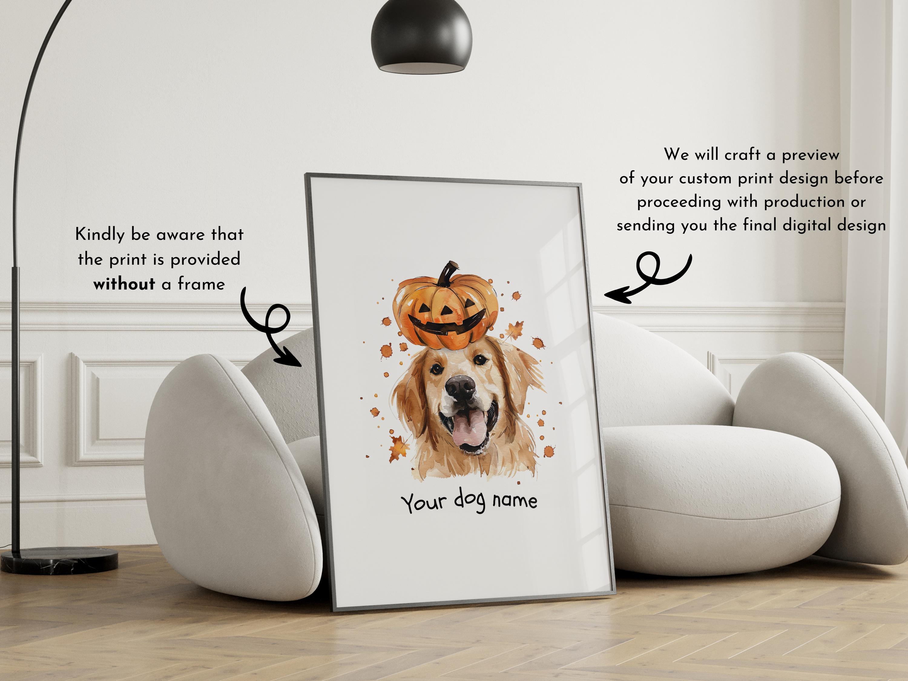 Labrador Pumpkin Print, Custom Dog Poster, Golden Retriever Art ...