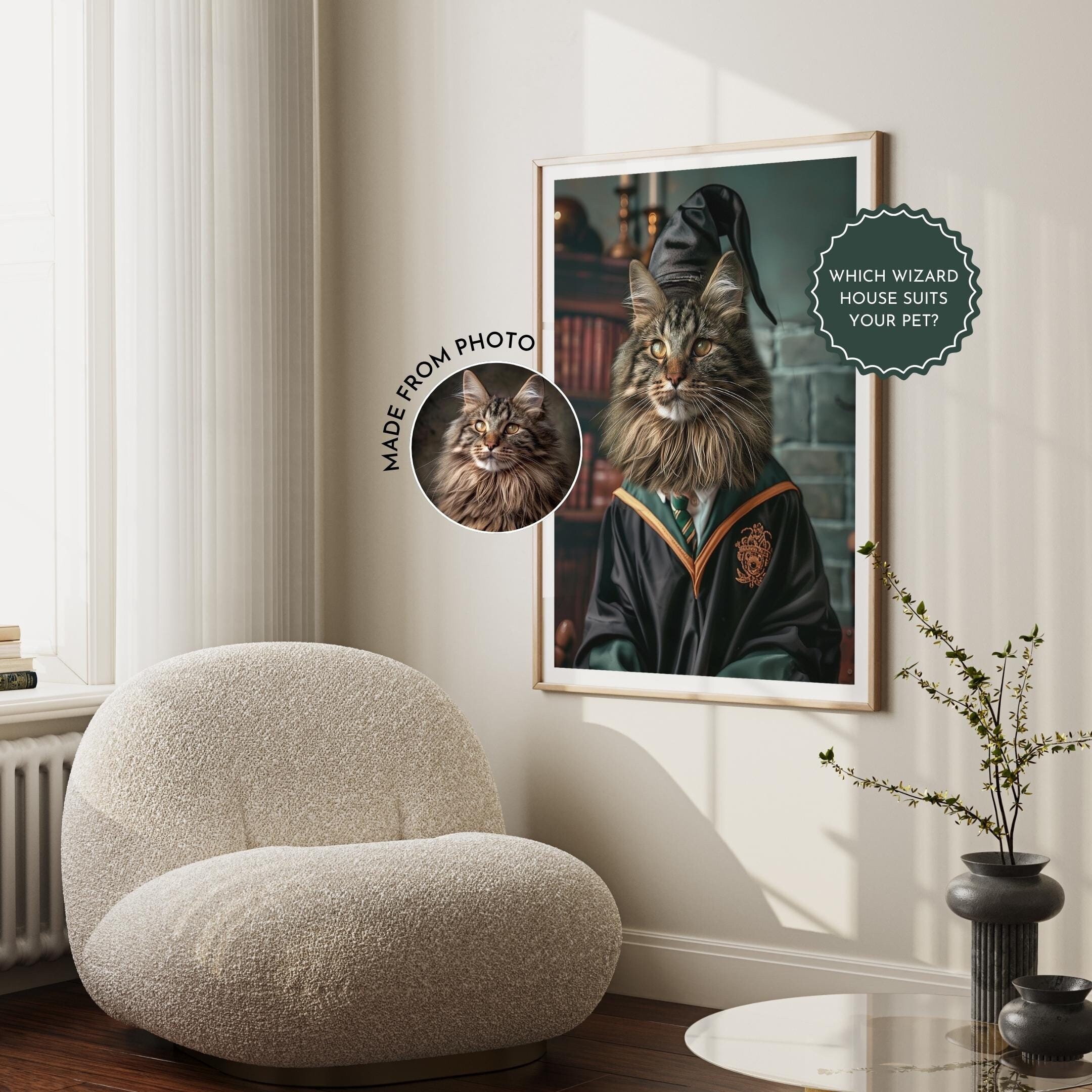 Magical Wizard Pet Portrait, Wizard Custom Poster, Personalized Pet ...