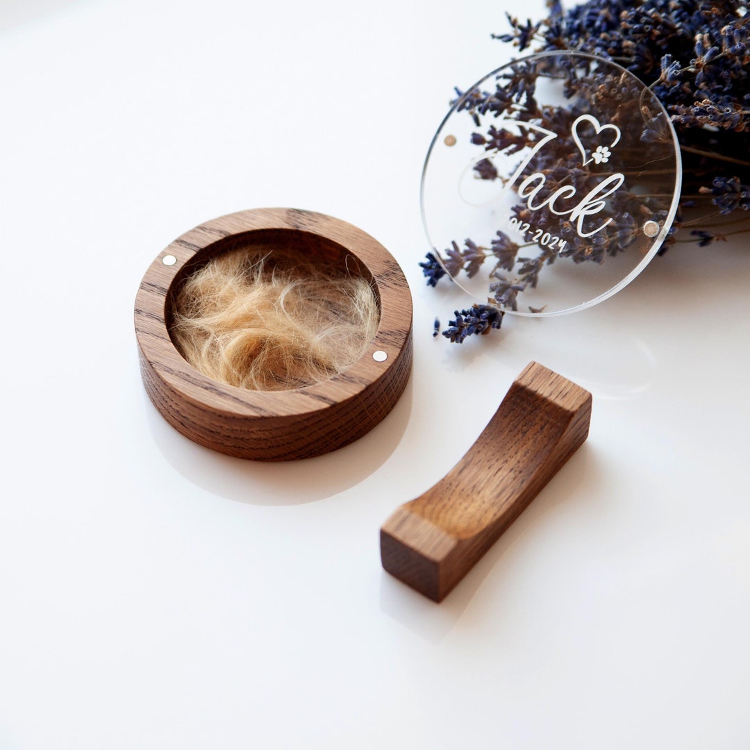 Custom Pet Memorial Hair Keepsake Box | Personalized Fur Keepsake for ...