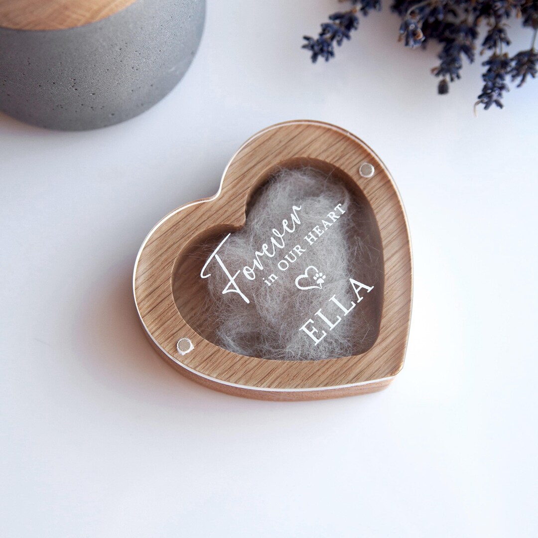 Heart Hair Memorial Keepsake Oak Dogs Cats | Pet Memorial Gift ...