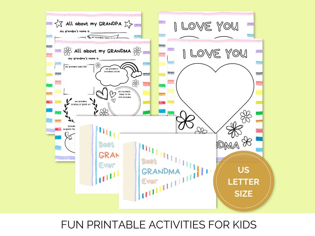 Kids Grandparent Activities Bundle (3 Activities, 6 Printable Pdfs ...