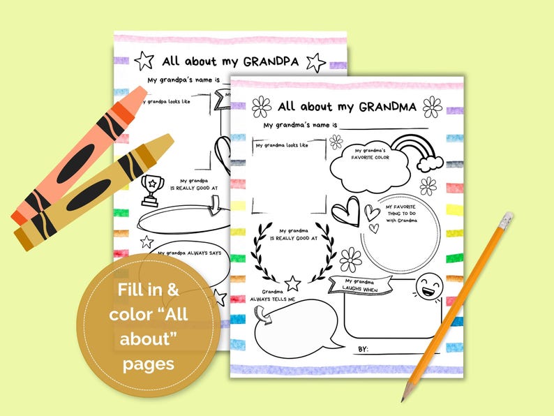 Kids Grandparent Activities Bundle (3 Activities, 6 Printable Pdfs ...