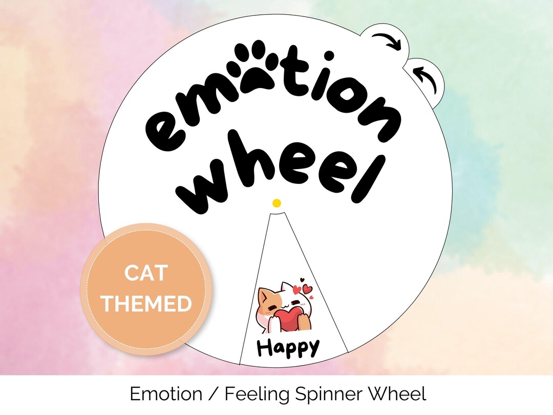 Emotion Spinner Wheel - Cat Themed, Feeling Wheel, Printable PDF, for ...