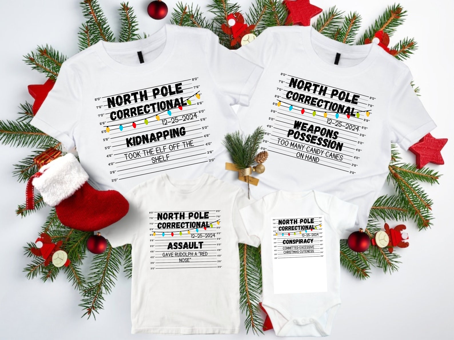North Pole Correctional Christmas T-shirt, Funny Matching Family ...