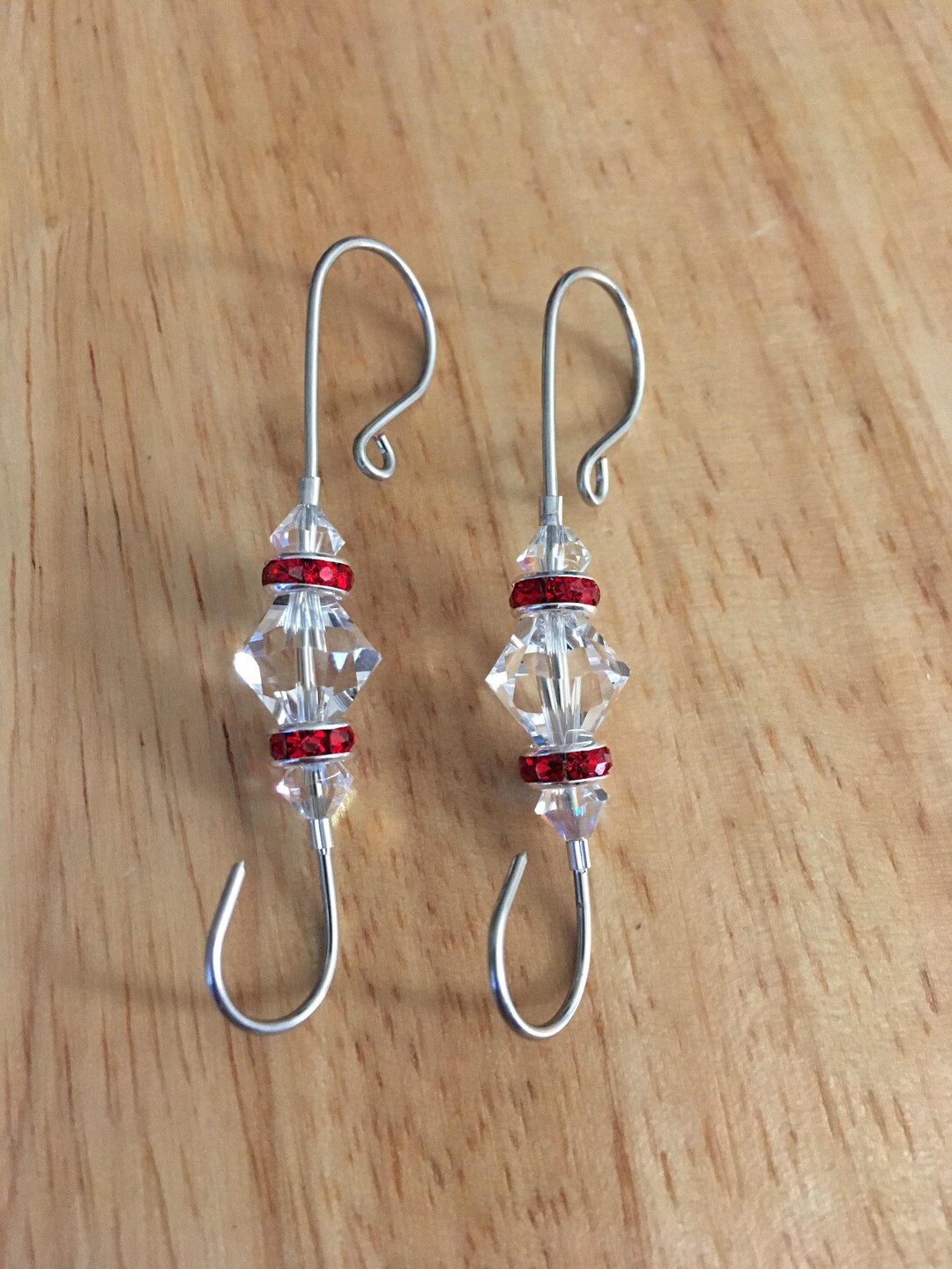 10 Swarovski Handmade Beaded Ornament Hooks Beaded Ornament - Etsy