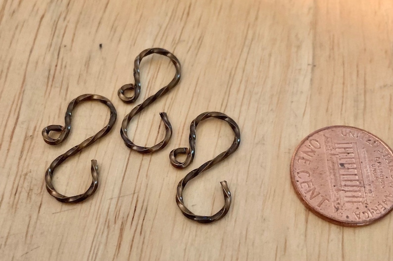 Handmade Vintage Bronze TWISTED WIRE Ornament Hooks 1 - Etsy