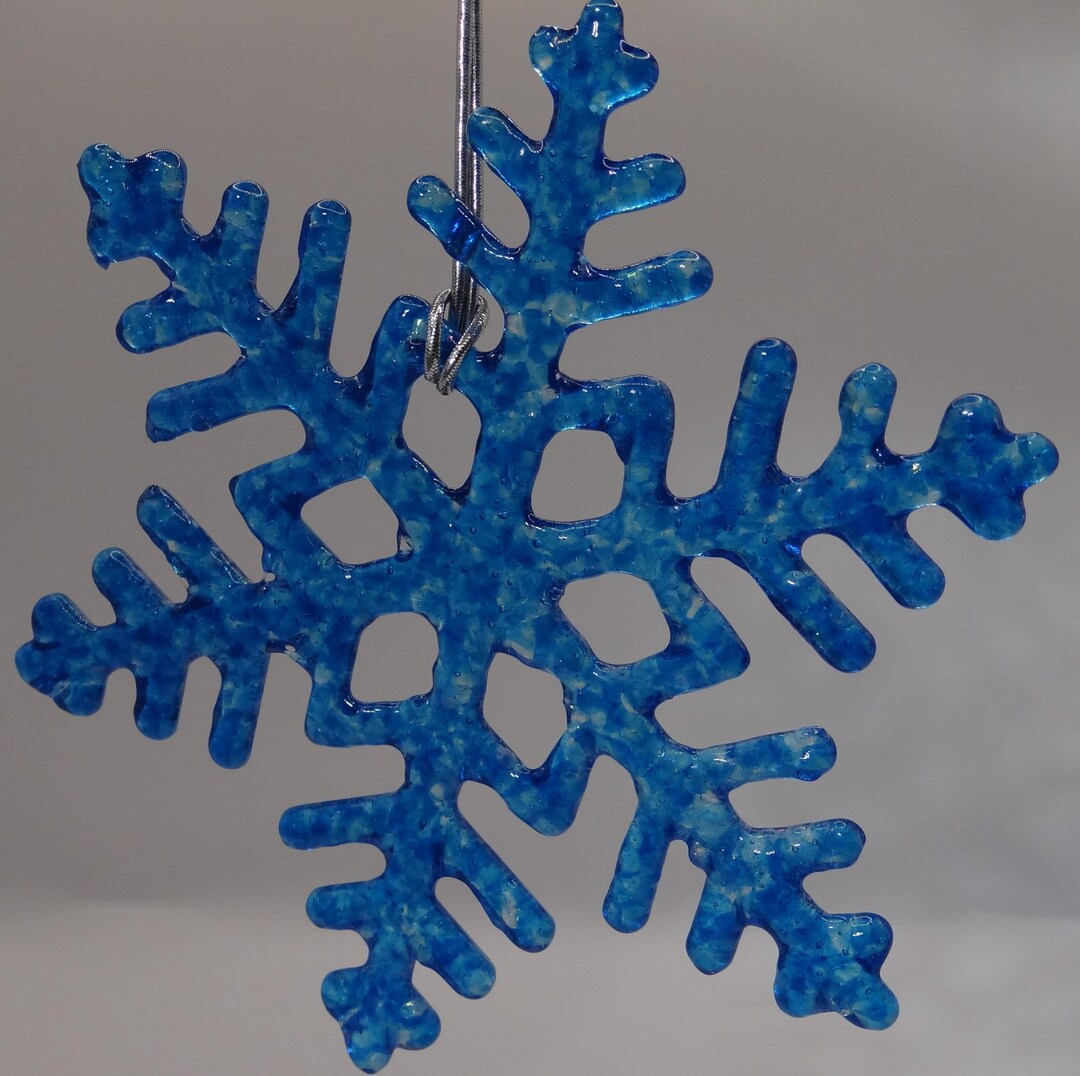 Handmade Blue Fused Glass Snowflake Ornament: Christmas Decor - Etsy