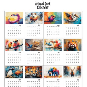 2025 Desk Calendar With Cute Animal Art Perfect Present for the ...
