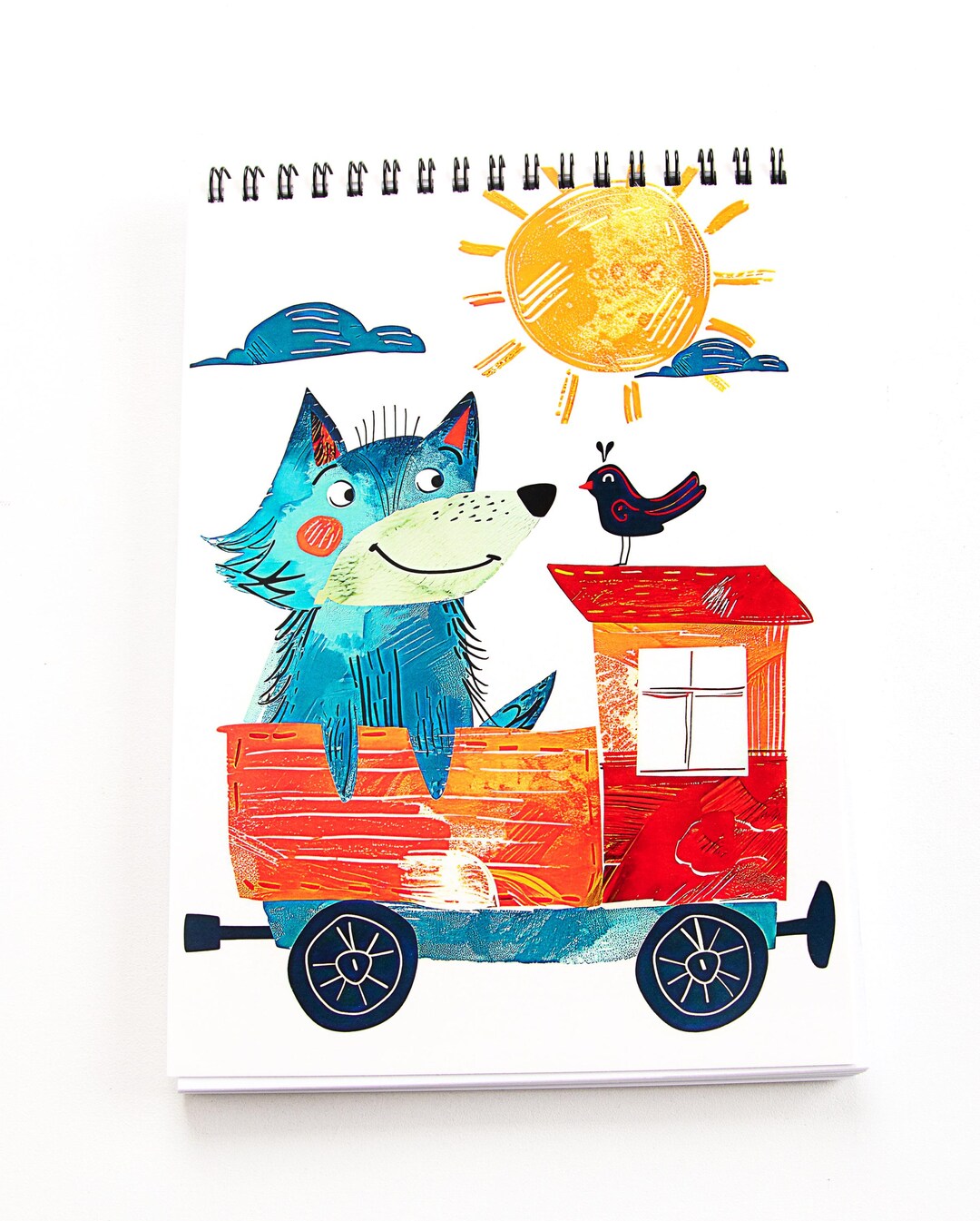 A5 Spiral Notebook: Wolf Train, Plain Paper - Etsy