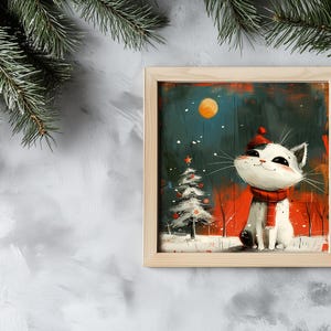 Cute Christmas Cat Print Easy Digital Download - Etsy