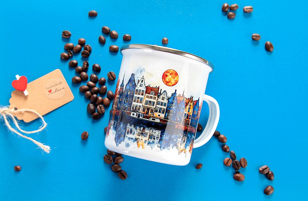 Elegant Travel Coffee Mug Featuring Amsterdam Canal Houses A Unique ...