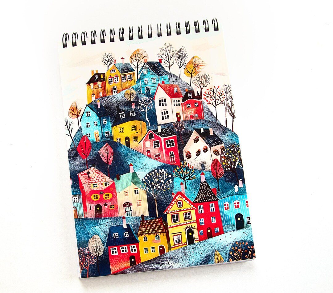 Colorful Houses Spiral Notebook: A5 Grid Paper Journal, Whimsical ...