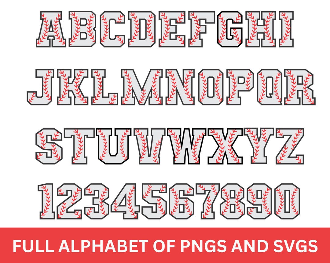 Baseball Alphabet Set PNG and SVG | Trendy Designs for DIY Projects ...