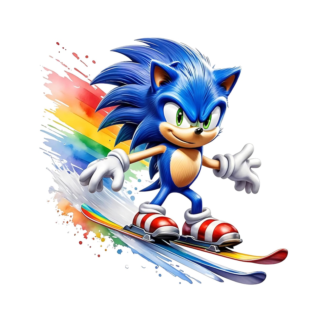 Sonic Skiing Png, Colorful Sonic Digital Artwork, 90s Video Game ...