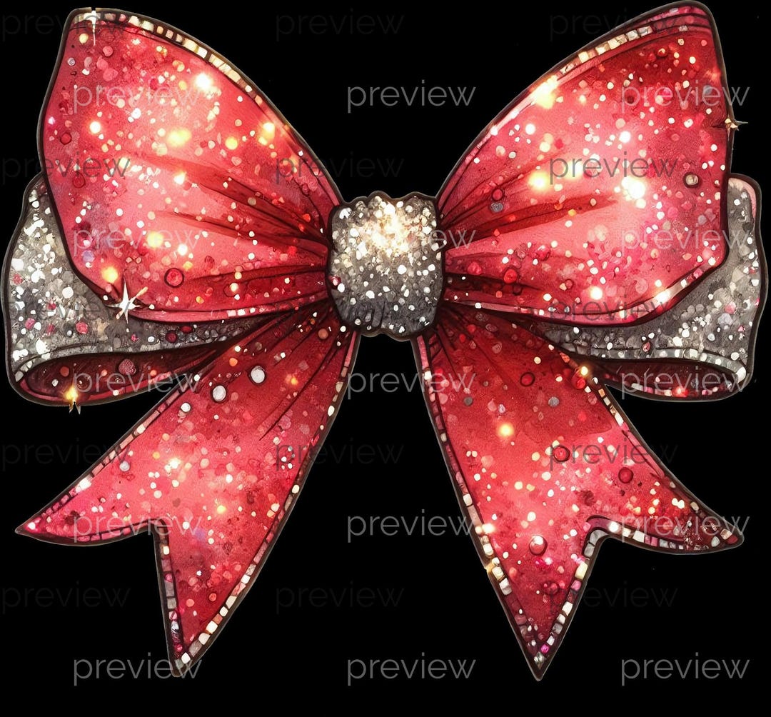 Elegant Red Glitter Bow Digital Art Perfect for Holiday Celebrations ...