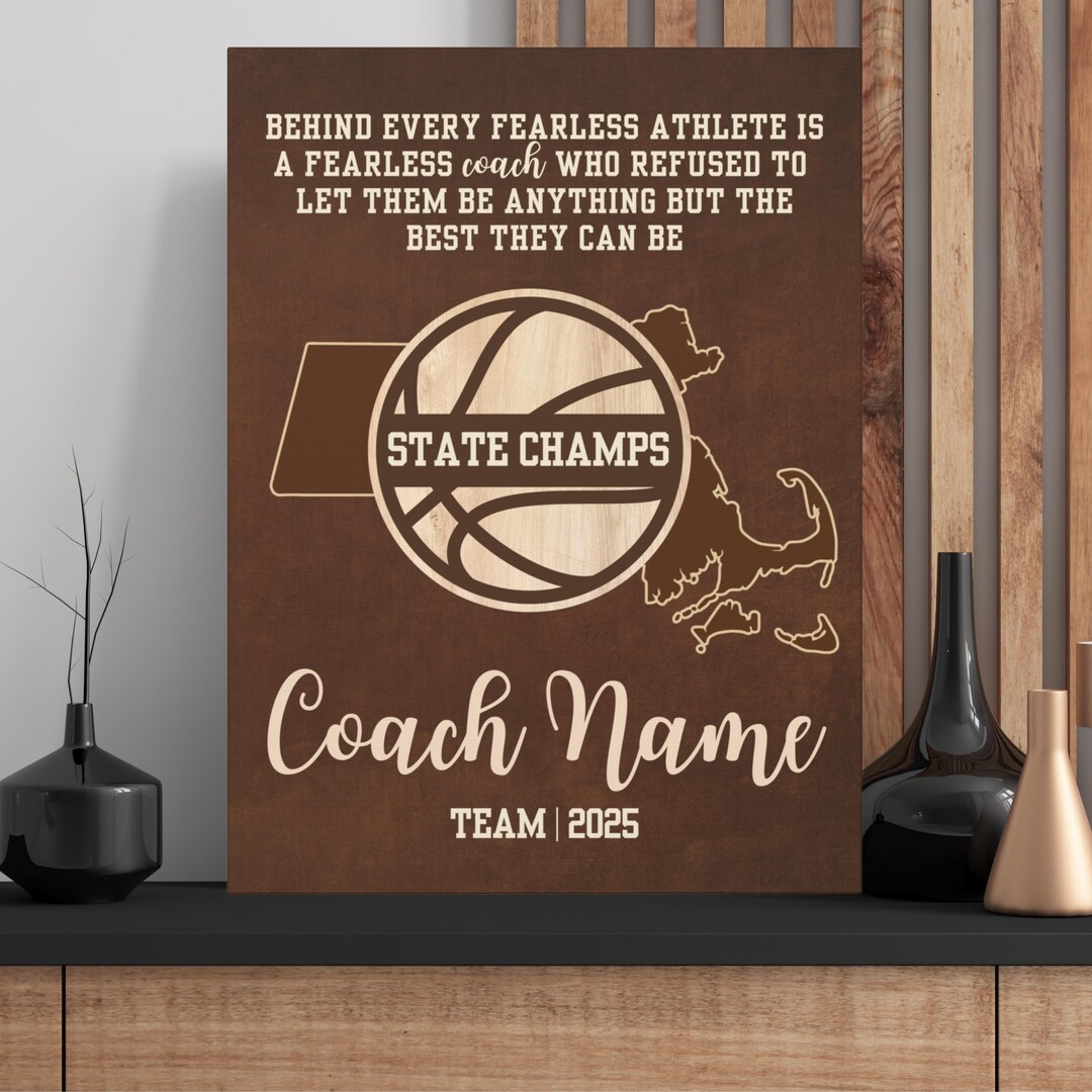 Personalized Basketball Coach Gift - Custom Team Names Wall Art - Thank ...
