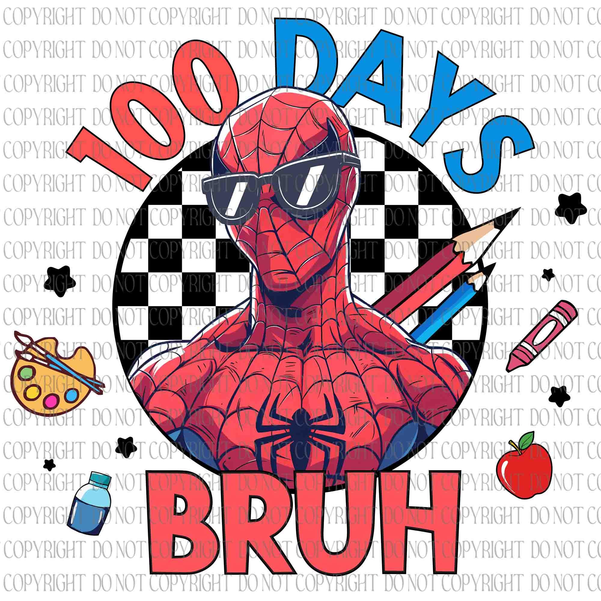 Hero Cartoon 100 Days Bruh Png, 100 Days of School Png, Retro Hero Png ...