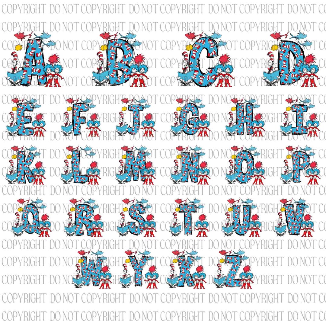Alphabet Doodle Dr Seuss Clipart PNG, Read Across America PNG, Reading ...