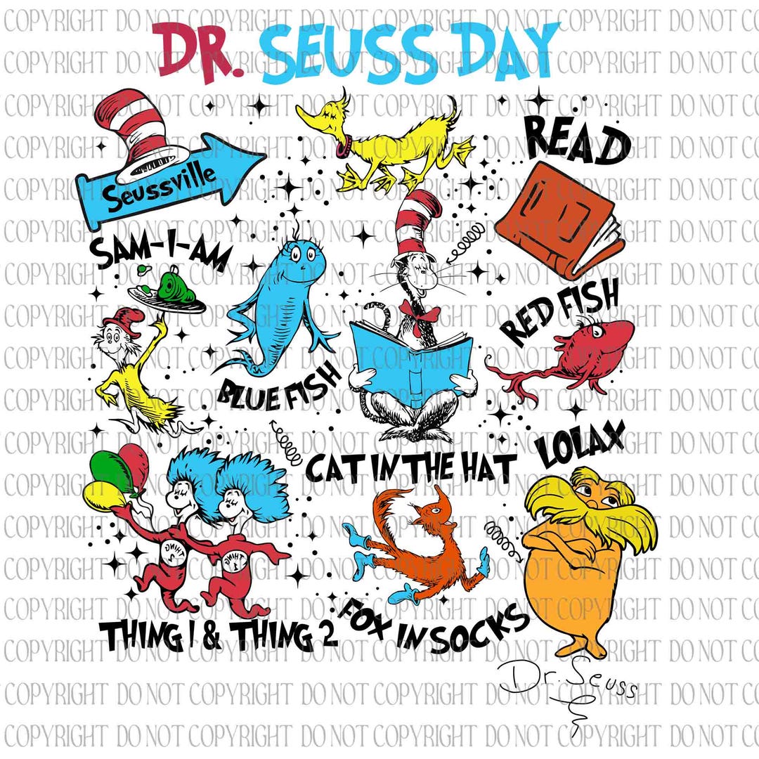 Dr Seuss Day PNG, Cat in the Hat Png, Dr Suess Png, Read Across America ...