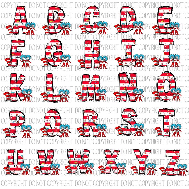 ABC Alphabet Adventure PNG, Dr Seuss Font ABC Png, Cat in the Hat Png ...