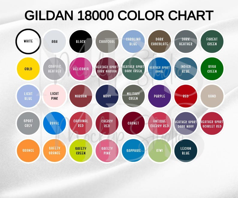 Gildan 18000 Color Chart Bundle: Editable Canva Template (PNG) - Etsy