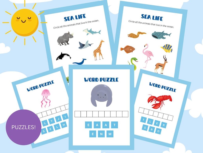 Preschool Pre-k Kindergarten Ocean Sea Animals Theme Bundle Printable ...