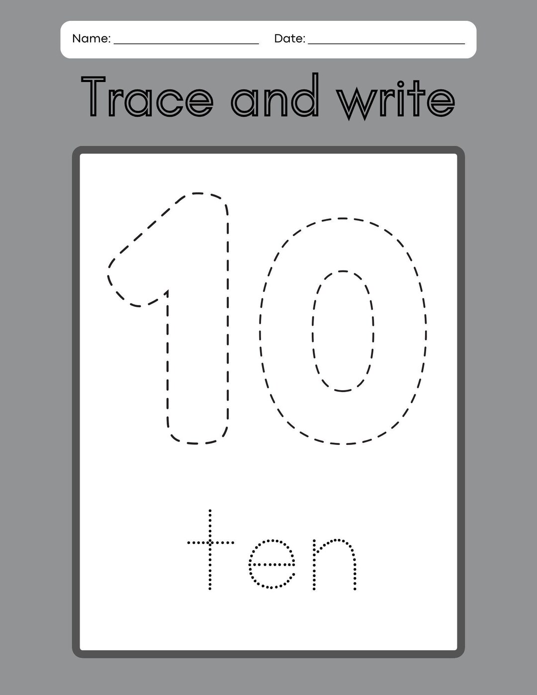 10 Number Tracing Worksheets, Preschool Worksheets, 0-10 Printable ...
