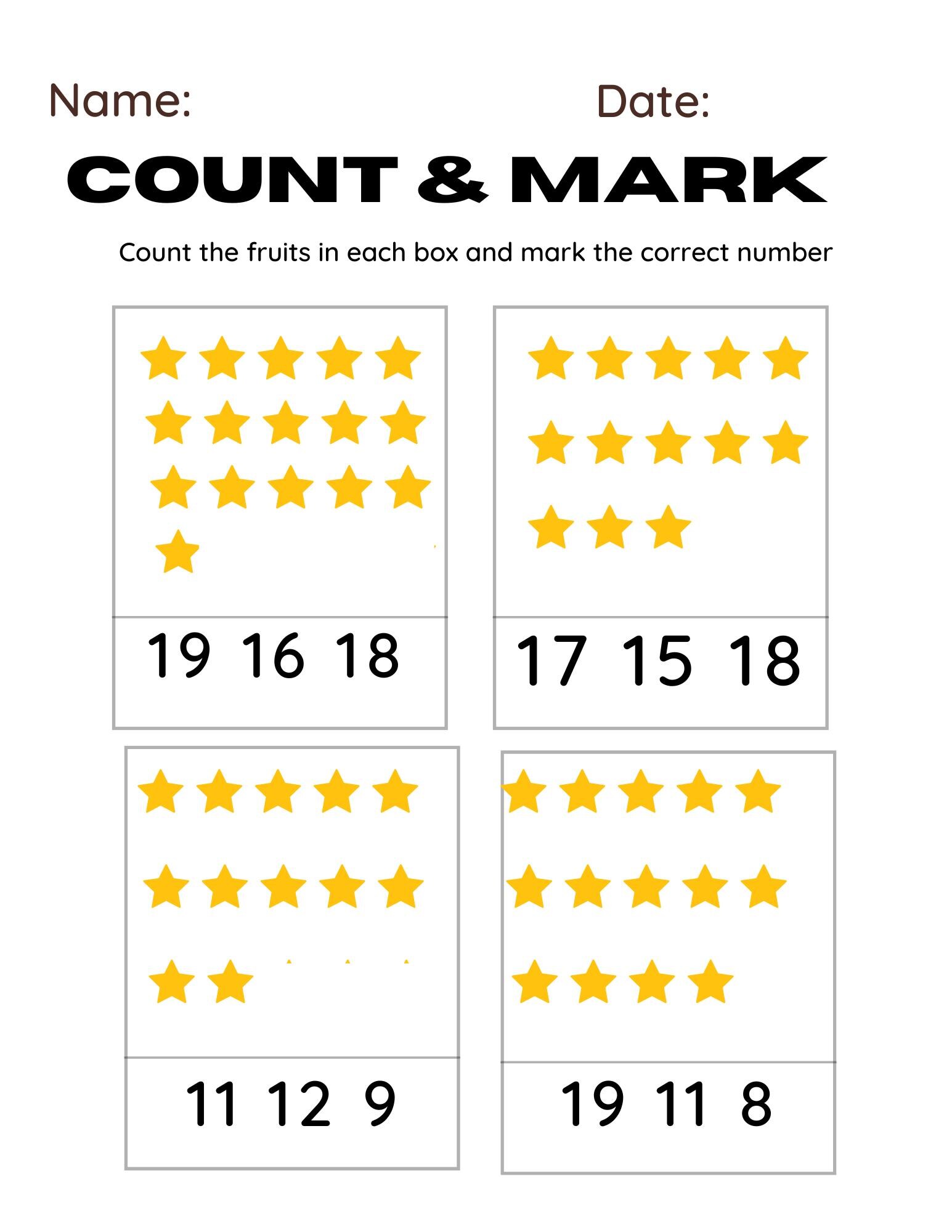 Count and Mark. Math Worksheet for Kids. 5 Pages of Worksheet - Etsy