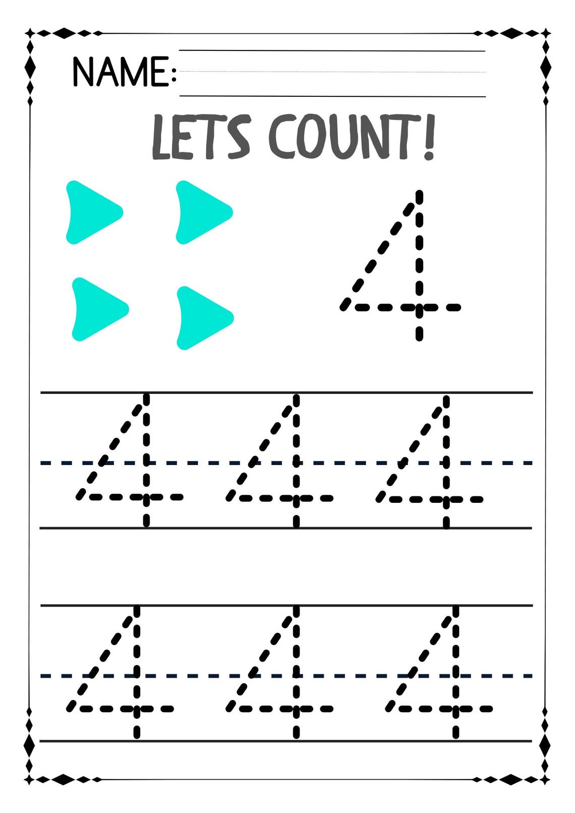Count and Trace Numbers 1-10. Easy for Beginners. Number Work Sheet for ...