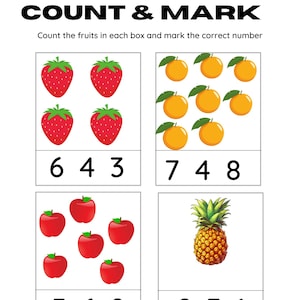 Count and Mark. Math Worksheet for Kids. 5 Pages of Worksheet - Etsy