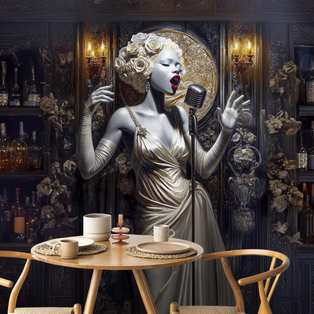 Vintage Jazz Singer Wallpaper Mural: Art Deco Speakeasy Wall Decor - Etsy