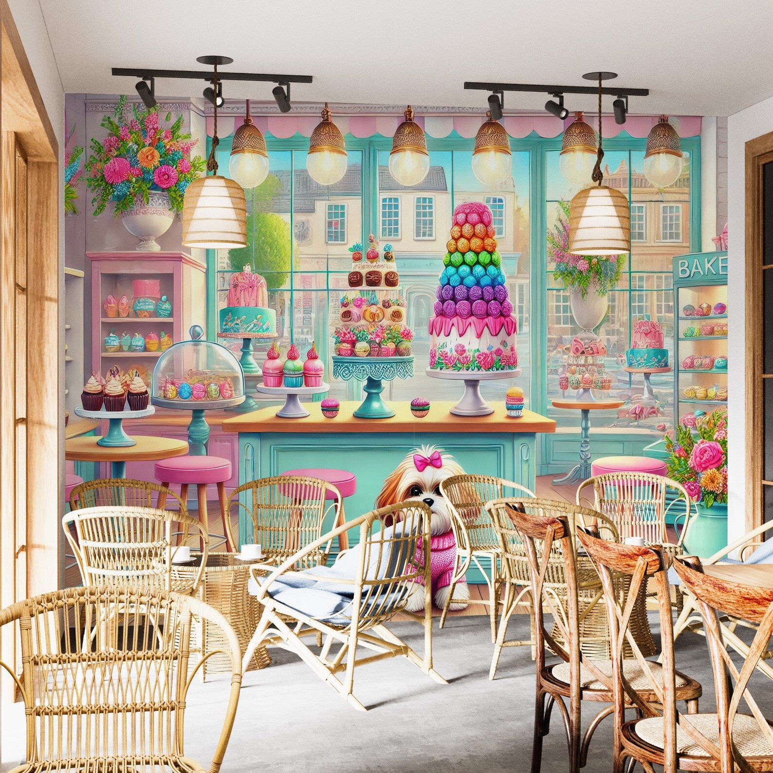 Bakery Delight Wall Mural Colorful Confectionery Shop Wallpaper - Etsy