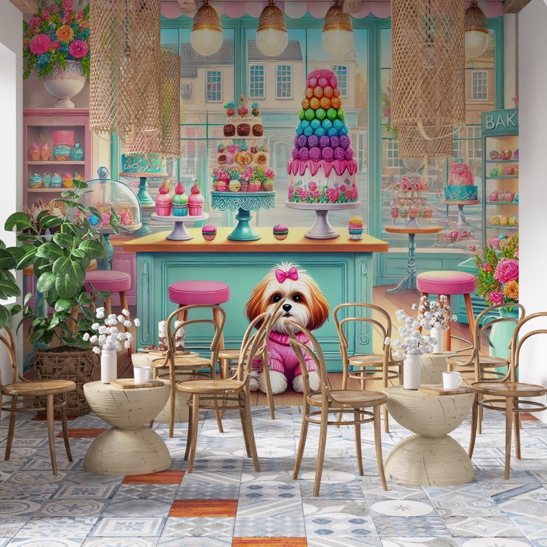Bakery Delight Wall Mural Colorful Confectionery Shop Wallpaper - Etsy