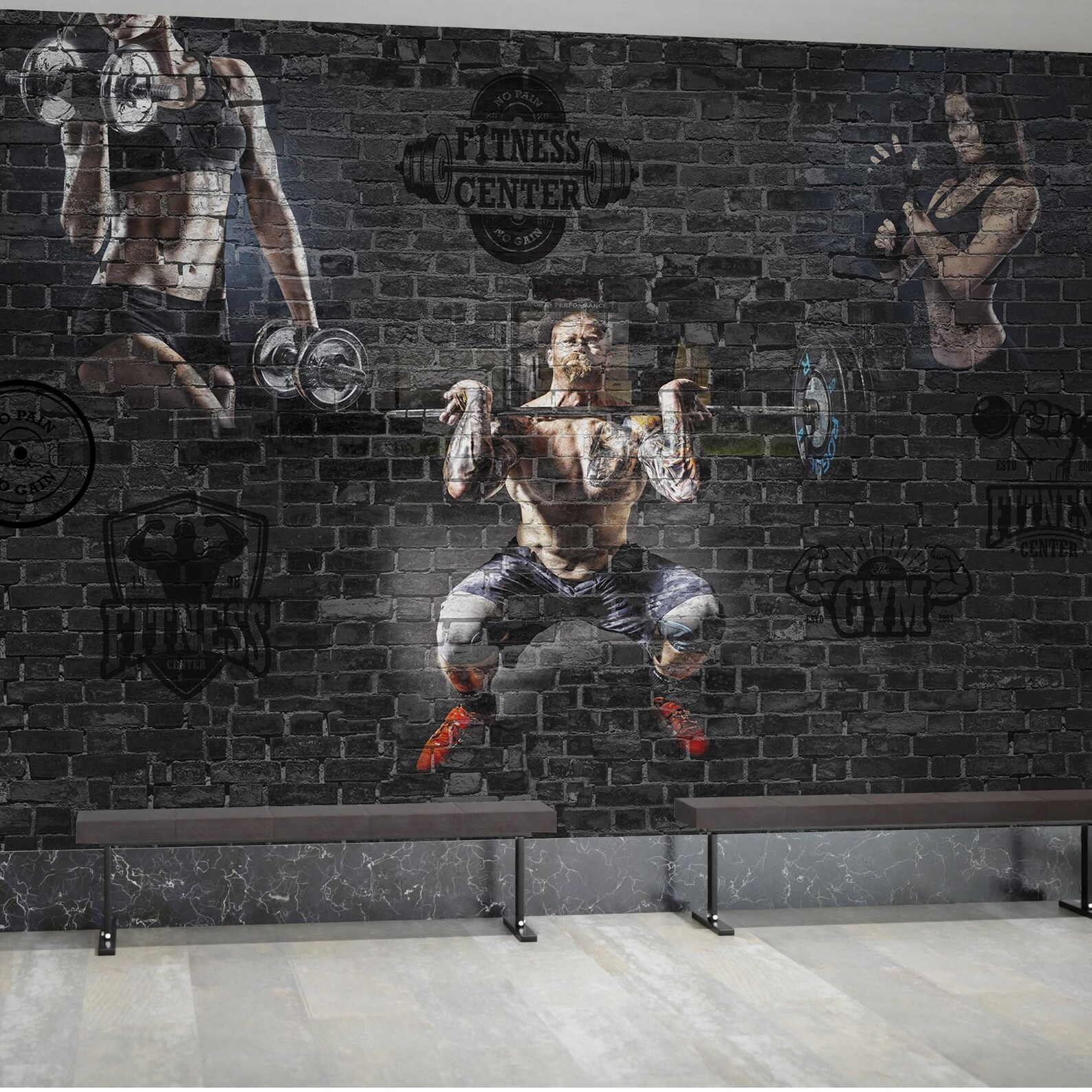 Dynamic Gym Motivation Mural – Fitness Strength and Power Wall Art for ...